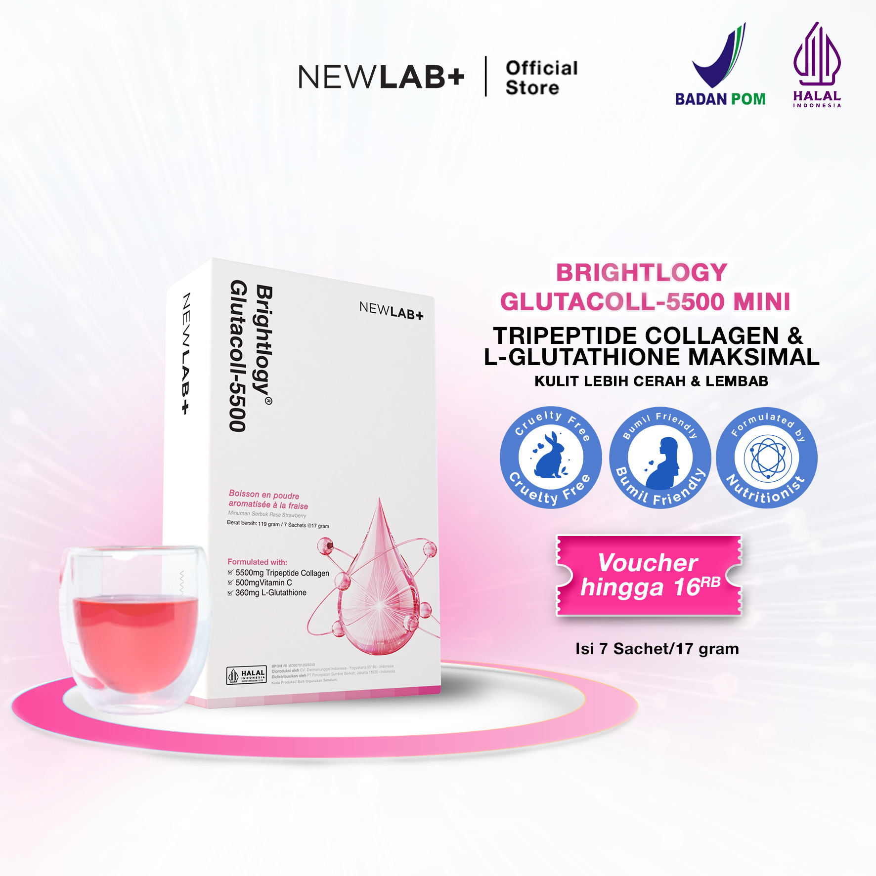 Mini NEWLAB Brightlogy GlutaColl-5500 | Minuman Glutathione | Collagen ...