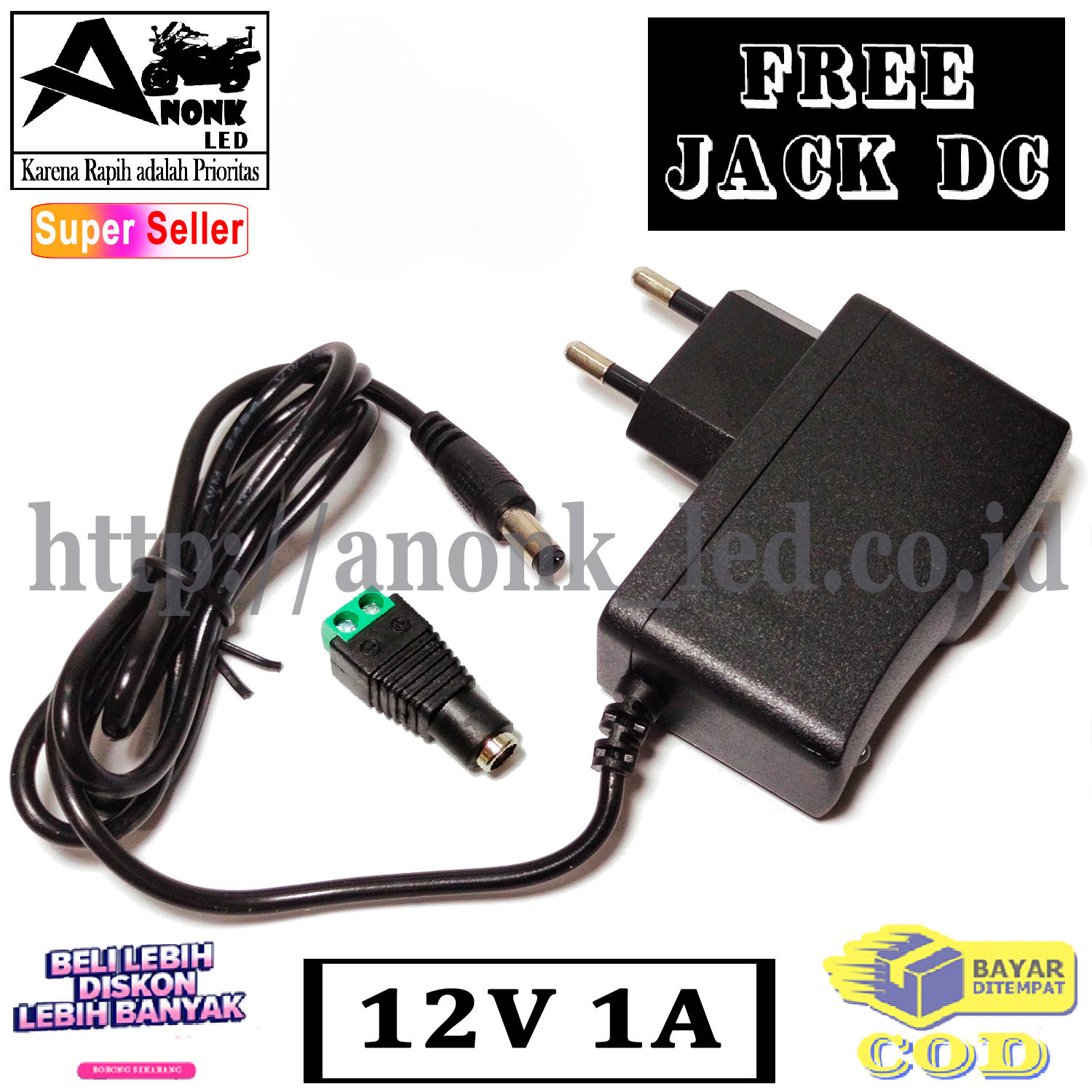 Adaptor 12v 1A / Power Supply AC 220V ke DC 12V 1Ampere / Adaptor Lampu ...