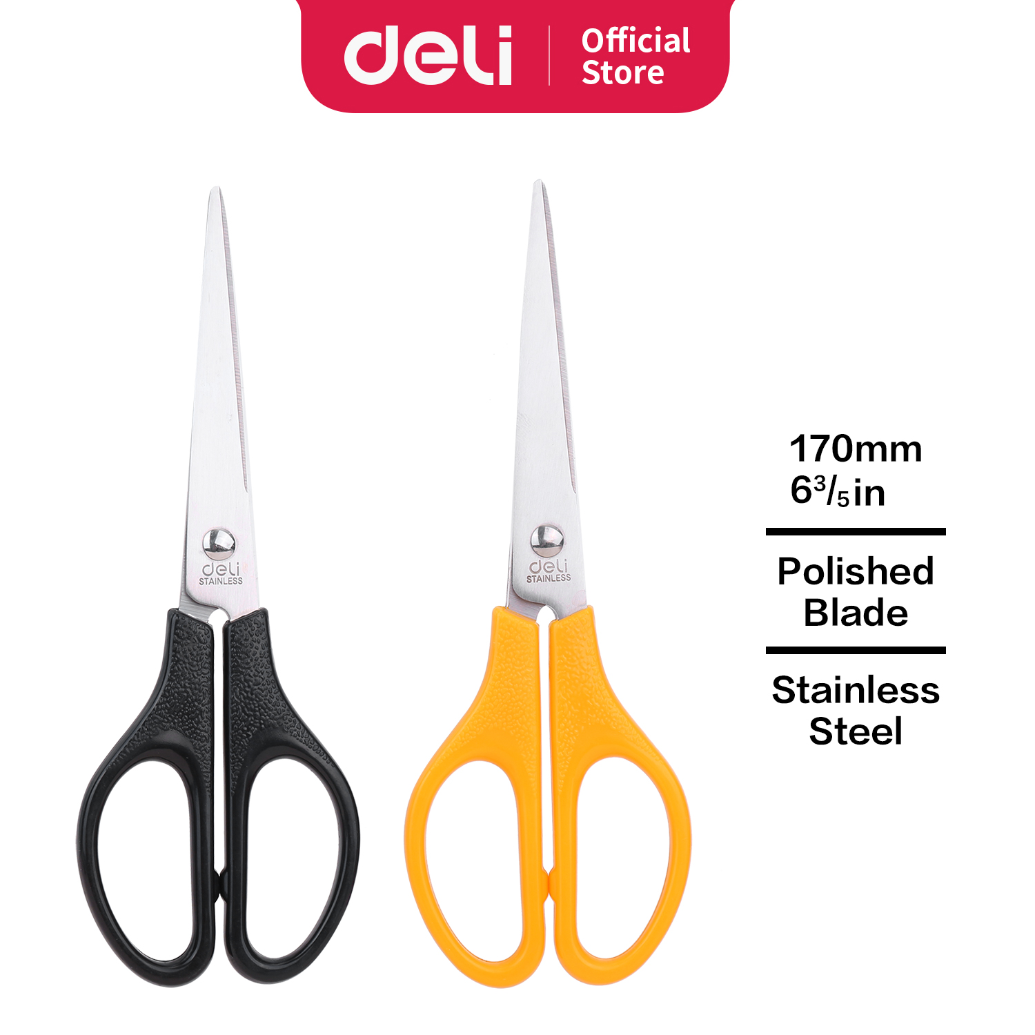 Deli Gunting PP, staniless steel 170mm gagang simetris, ujung runcing ...