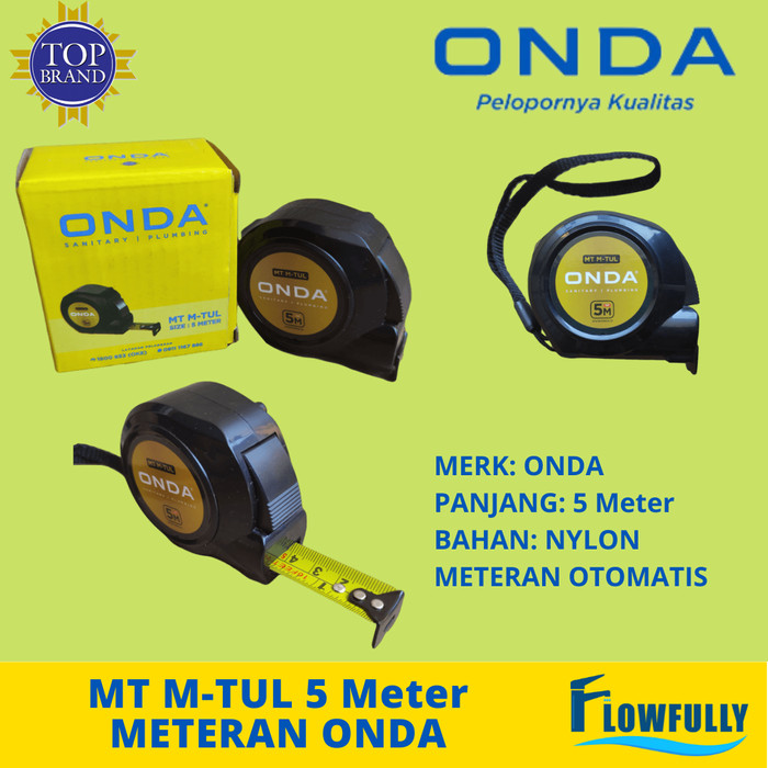 METERAN OTOMATIS 5 METER MT TUL ONDA ROL METER NYLON MEASURE TAPE ...