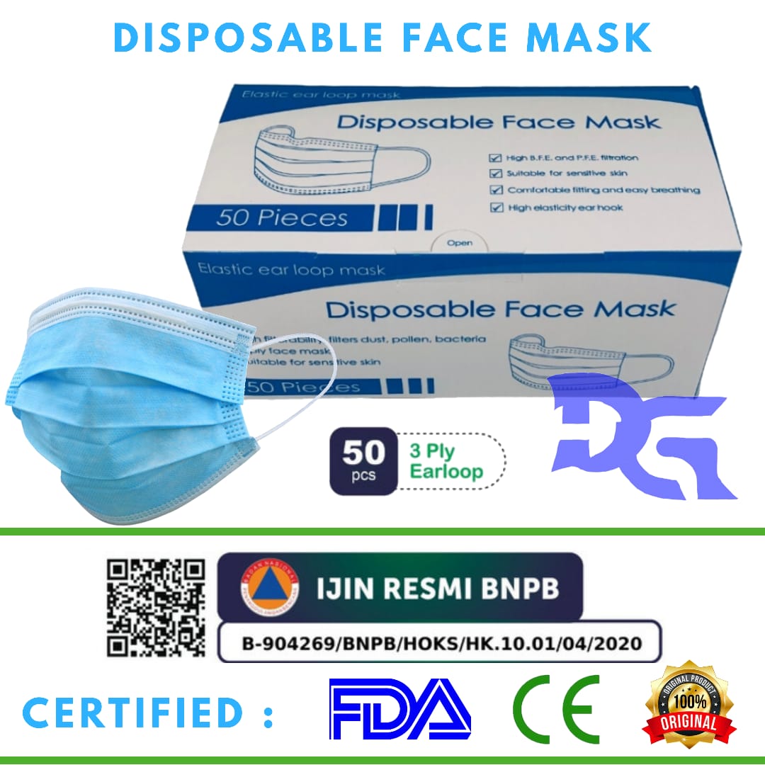 Masker Disposable/Surgical Face Mask 3 Ply Earloop isi 50 Pcs - Masker ... Masker Disposable/Surgical Face Mask 3 Ply Earloop isi 50 Pcs - Masker ...