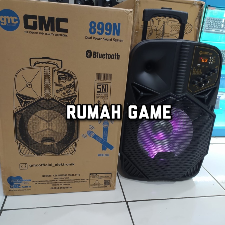 SPEAKER PORTABLE GMC 899N BLUETOOTH WITH DUAL MICROPHONE WIRELESS ...