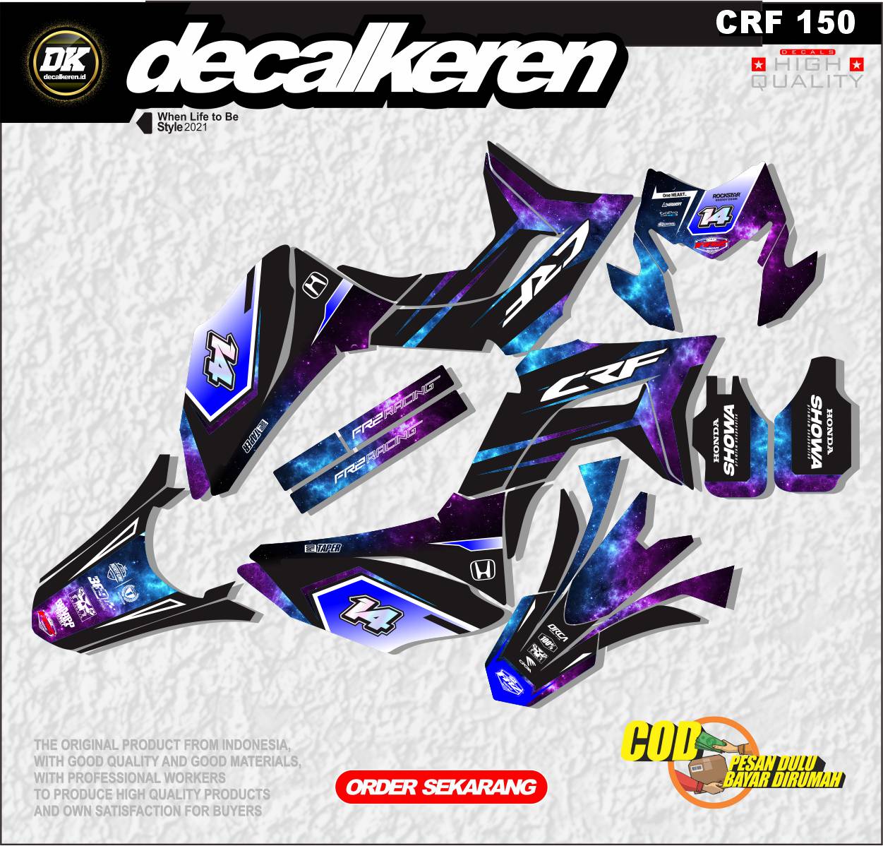 Decal Stiker Crf 150 L FULL BODY MOTIF GALAXY CRF - KLX BF - WR - DTX ...