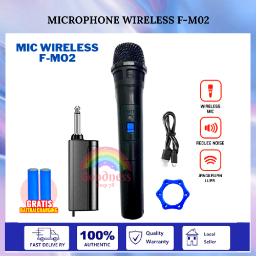 Mic Wireless Single F-M02 / PROFESIONAL WIRELESS MICROPHONE KARAOKE ...