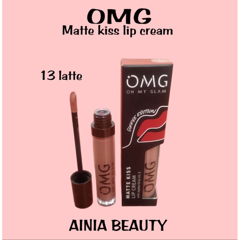 OMG oh my glam Matte kiss lip cream 13 latte | Lazada Indonesia