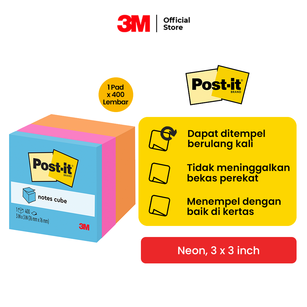 3M Post-it® Notes Cube Neon Color Collection 2053-ELT-O / Memo / Memo ...