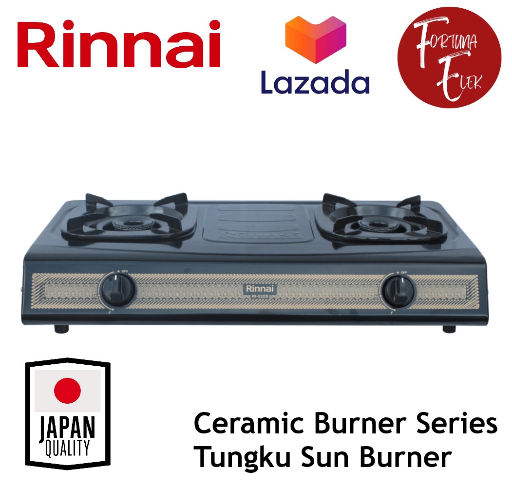 Rinnai Kompor Gas 2 Tungku RI - 522 S Teflon Hitam | Lazada Indonesia
