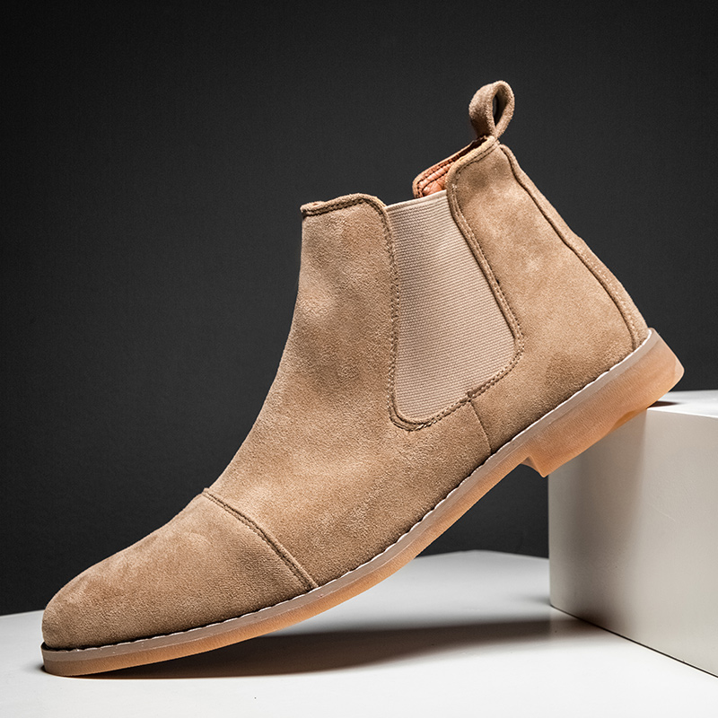 INLIKE Terbaru Sepatu Suede Chelsea Boots Pria Casual Full Black Kulit ...