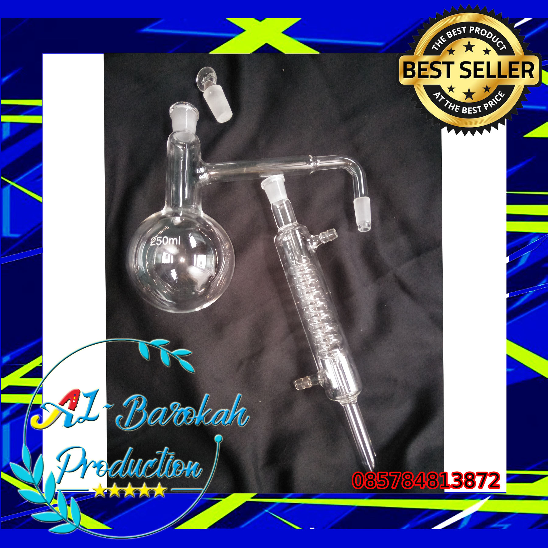 FAST SALE ALAT DESTILASI 250ML LENGKAP DENGAN KONDENSOR SPIRAL TAHAN ...