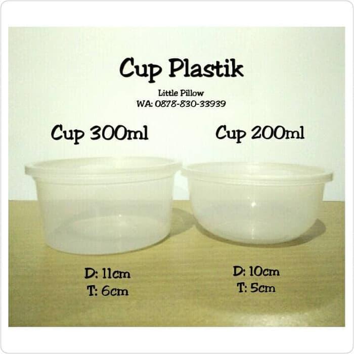  Isi 50pcs Cup Plastik 300ml Cup Puding Cup Snack Mangkok Plastik