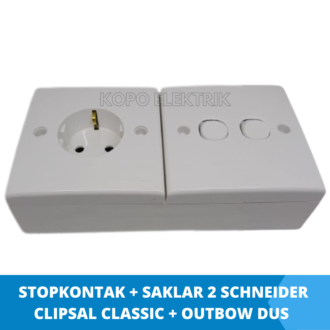 Stopkontak + saklar 2 Schneider Clipsal Classic + outbow dus | Lazada ...