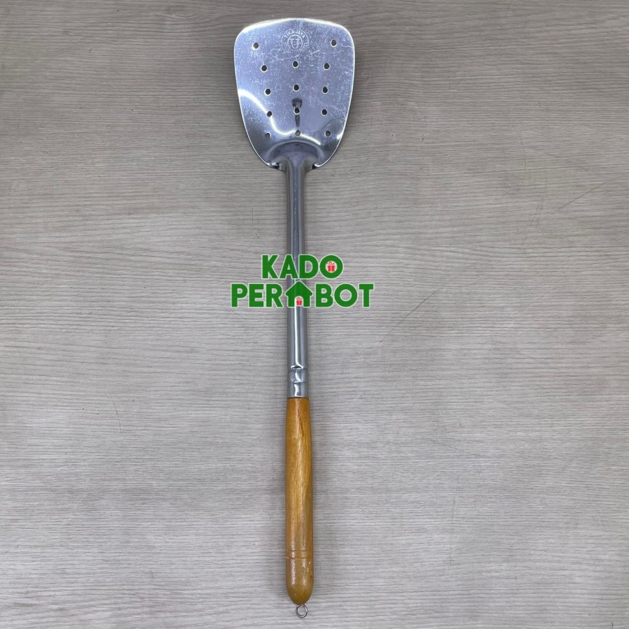 Siamsi Bolong Gagang Kayu Kuning Besar - Sutil Bolong Gagang Kayu - Sudip - Sodet - Spatula ...