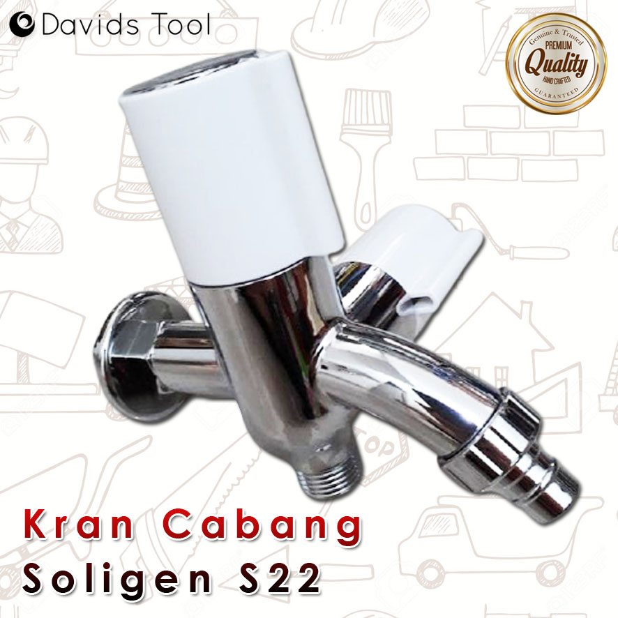 Soligen Kran Double Keran Cabang Dobel Kamar Mandi Mesin Cuci S22 White ...