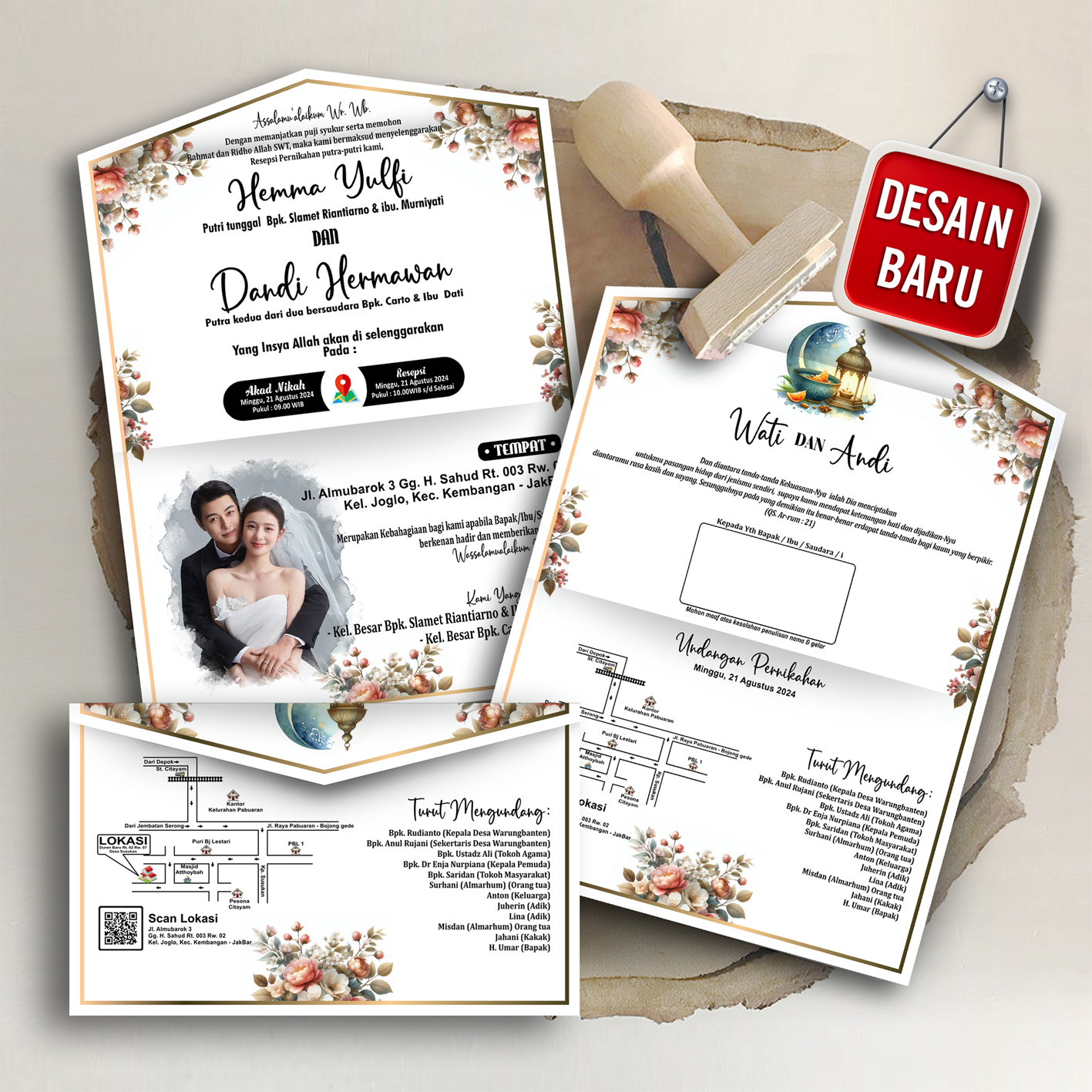 Undangan Pernikahan 2024 I Cetak I Lipat 3 I Murah I Modern I 100pc ...