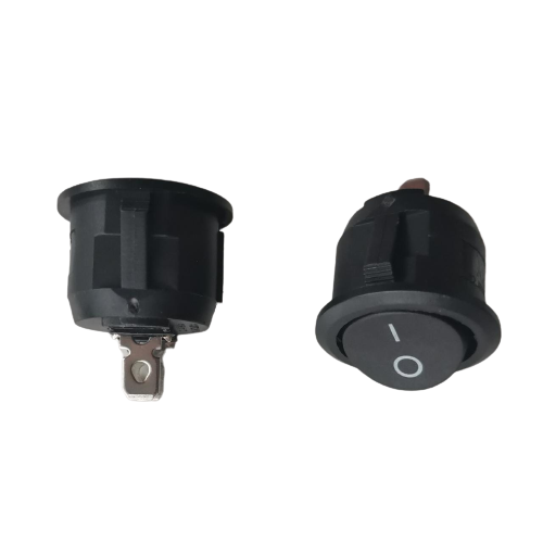 1pcs Switch Bulat Saklar Bulat Rocker Switch On Off Hitam Panel 2Pin 2 ...