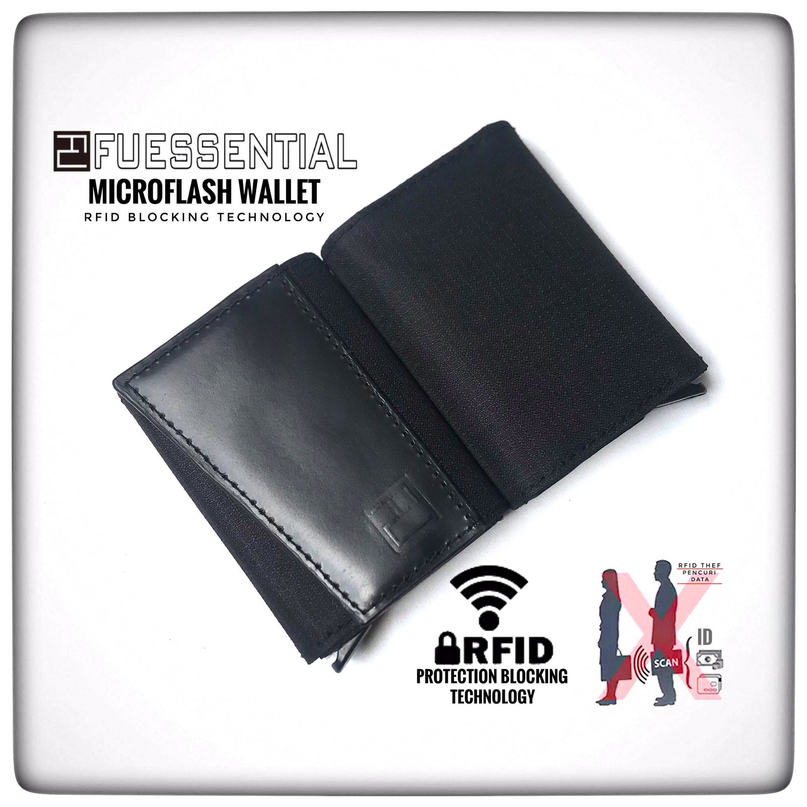 Fuessential Micro Flash Wallet RFID Blocking Tehnology Dompet Speed Smart Wallet-Military Full ...