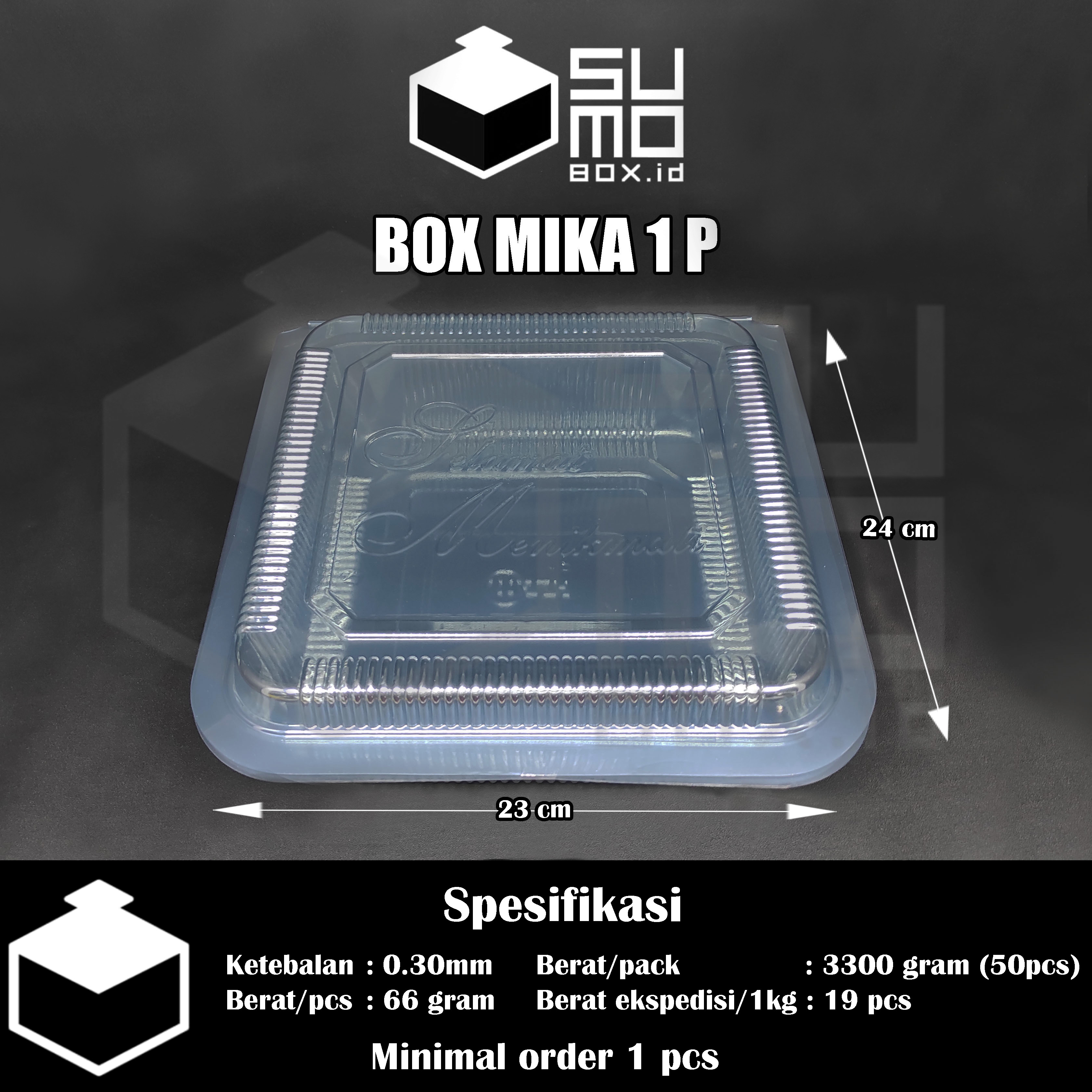 [1 PAK ISI 50 PCS] Box mika plastik bening jumbo / Box mika plastik kue ...