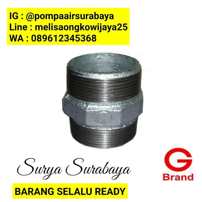Double Nepple Galvanis Besi d. 2" Drat BSPT (G) | Lazada Indonesia