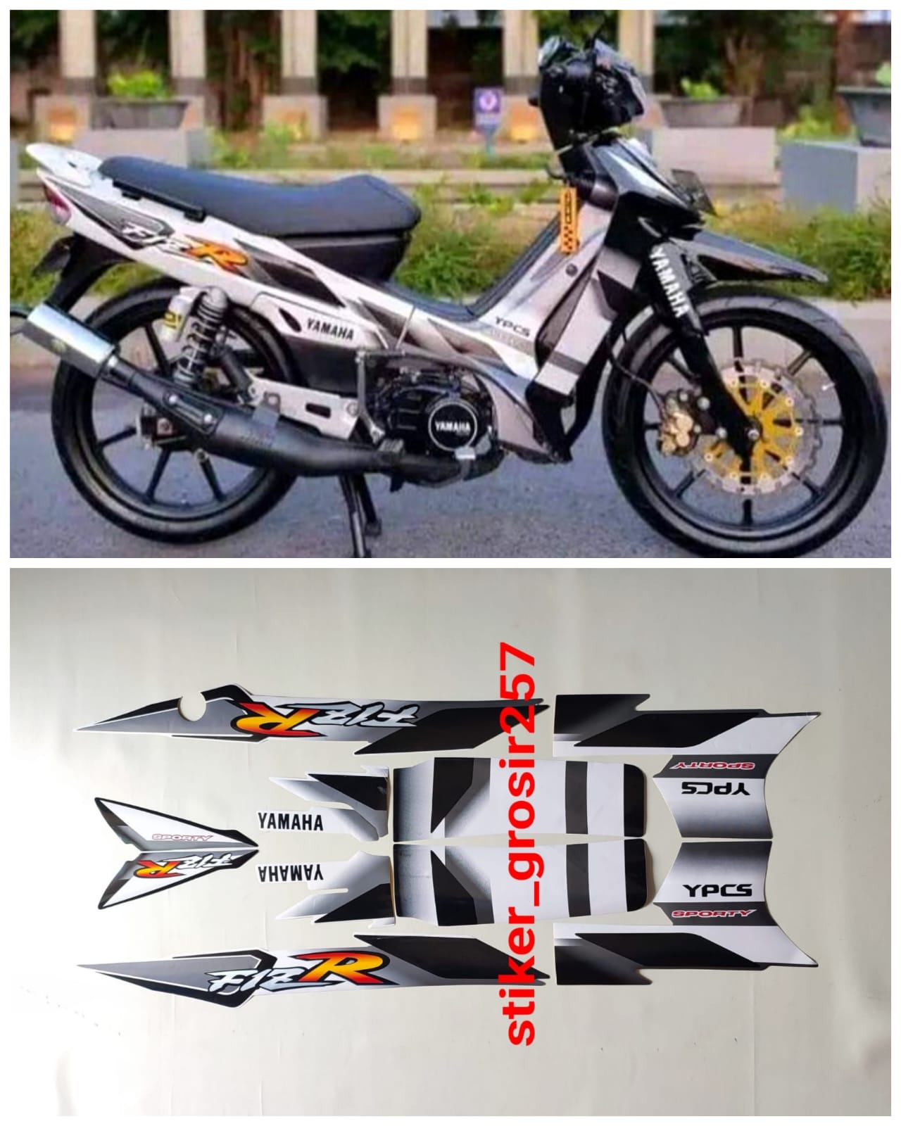 STIKER STRIPING LES LIS BODI F1ZR FIZ R TAHUN 2002 2003 PUTIH HITAM ...