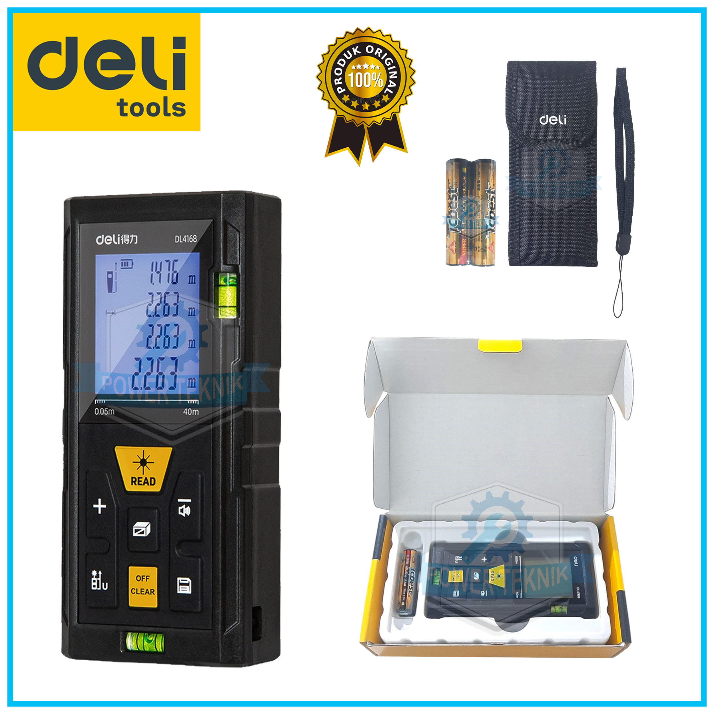 Meteran Laser Digital 40M DELI DL-4168 Laser Rangefinders 40 Meter ...