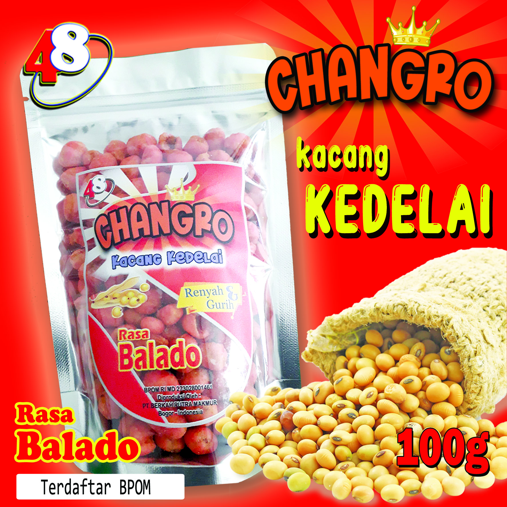 Changro 48/Changro/Cangro/Kacang Kedelai/Kacang Kedele/Makanan Ringan ...