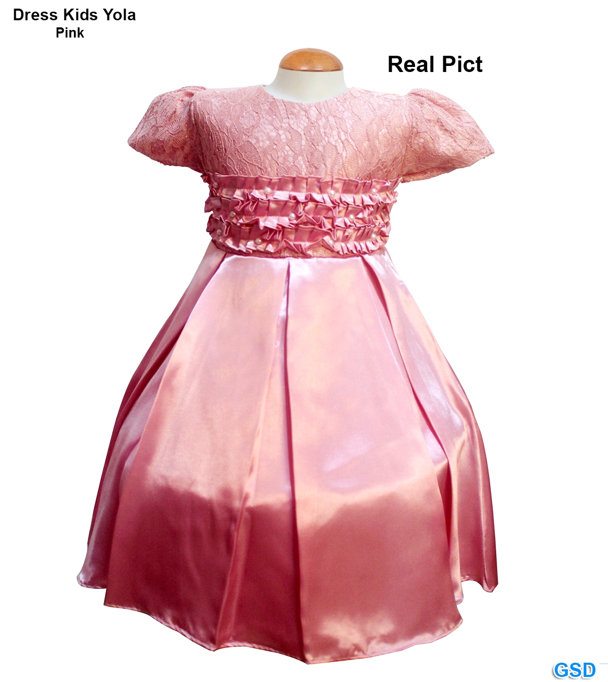 KP Dress Pesta Anak Perempuan Usia 4th 5th 6th Satin Kombi Brukat ...