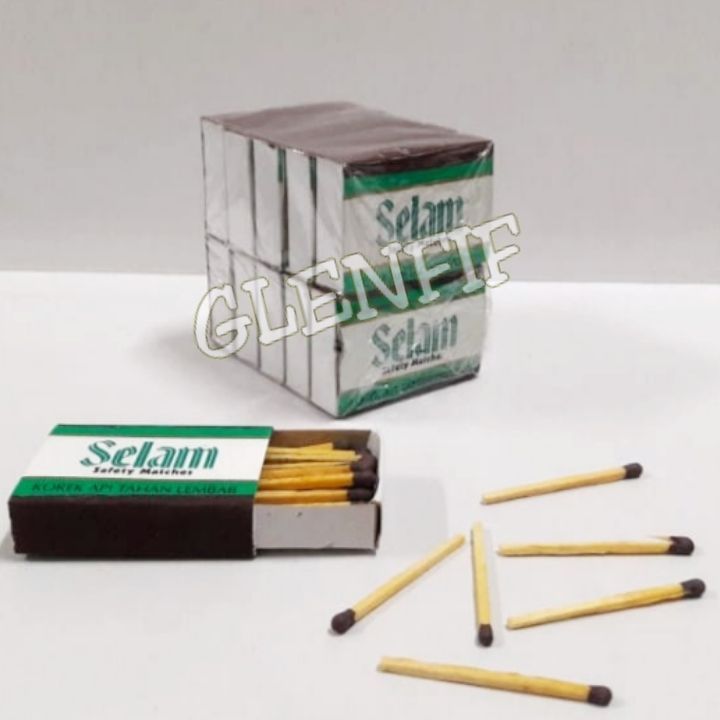 GLENFIF Korek Api Kayu Batang model Jadul cap SELAM 1 Pack isi 10 Kotak ...