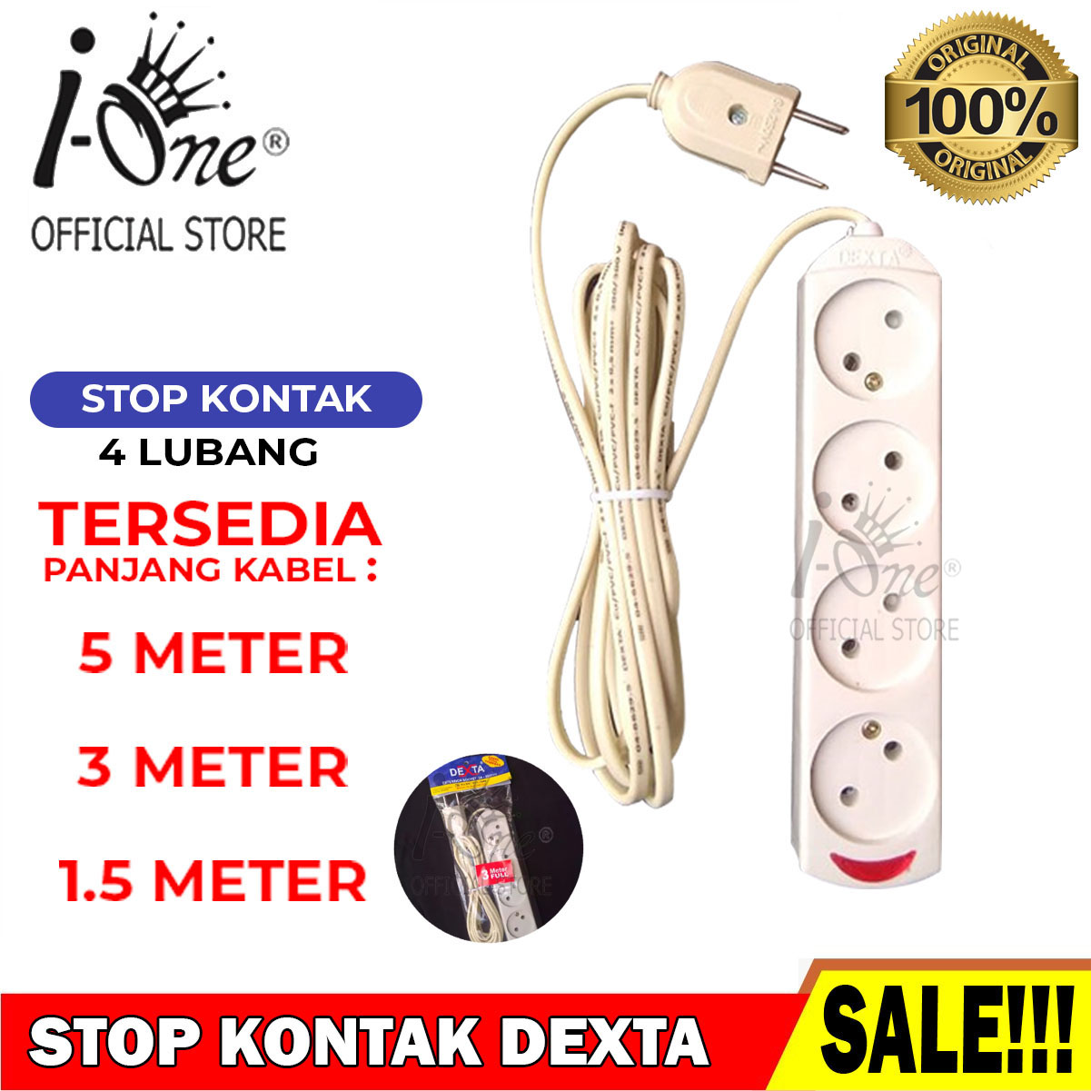 PROMO !!!SNI ginal Stop Kontak Listrik 4 Lubang Kabel 1.5 Meter / 3 ...