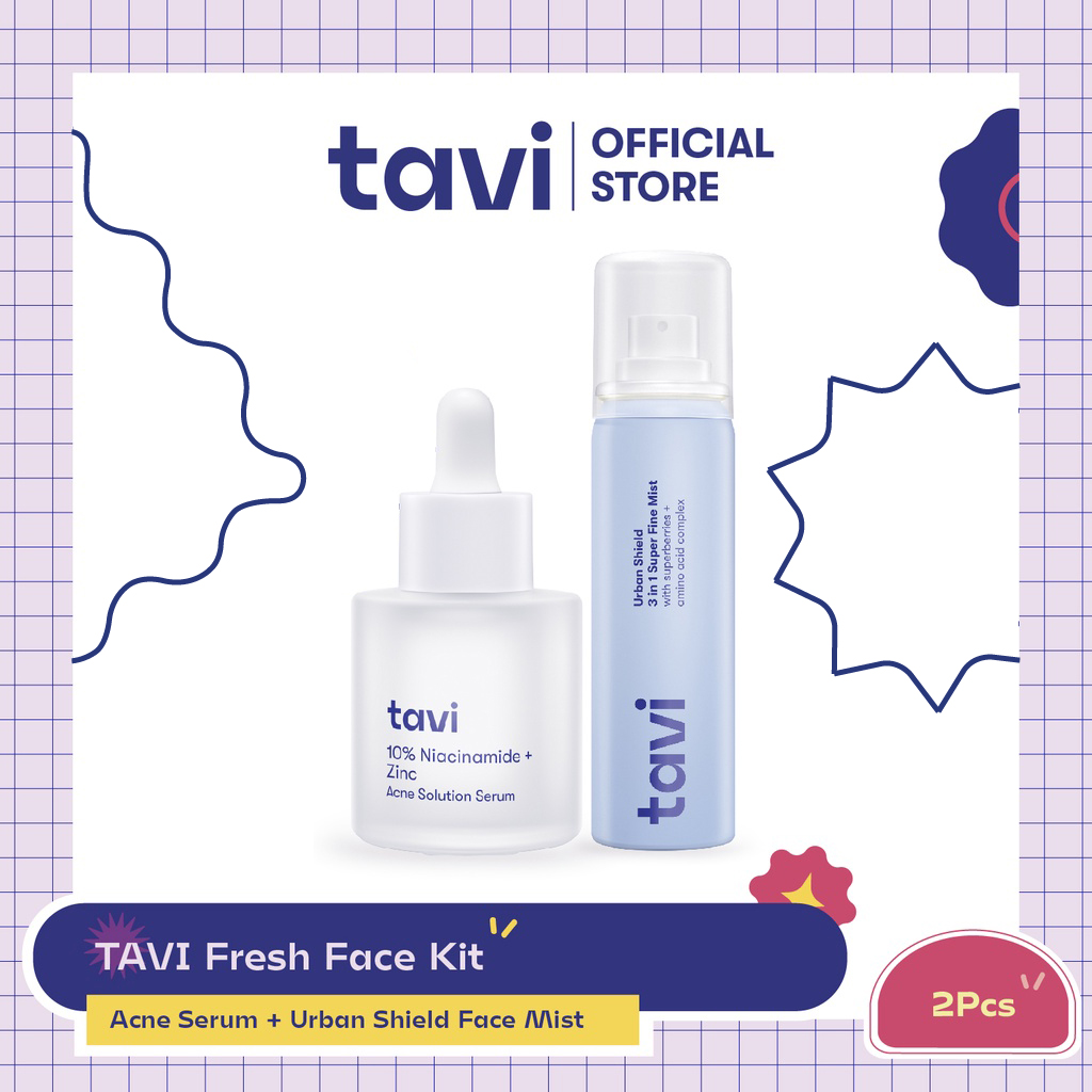 TAVI Fresh Face Kit: Acne Serum 30ml + Urban Shield Face Mist 90ml ...