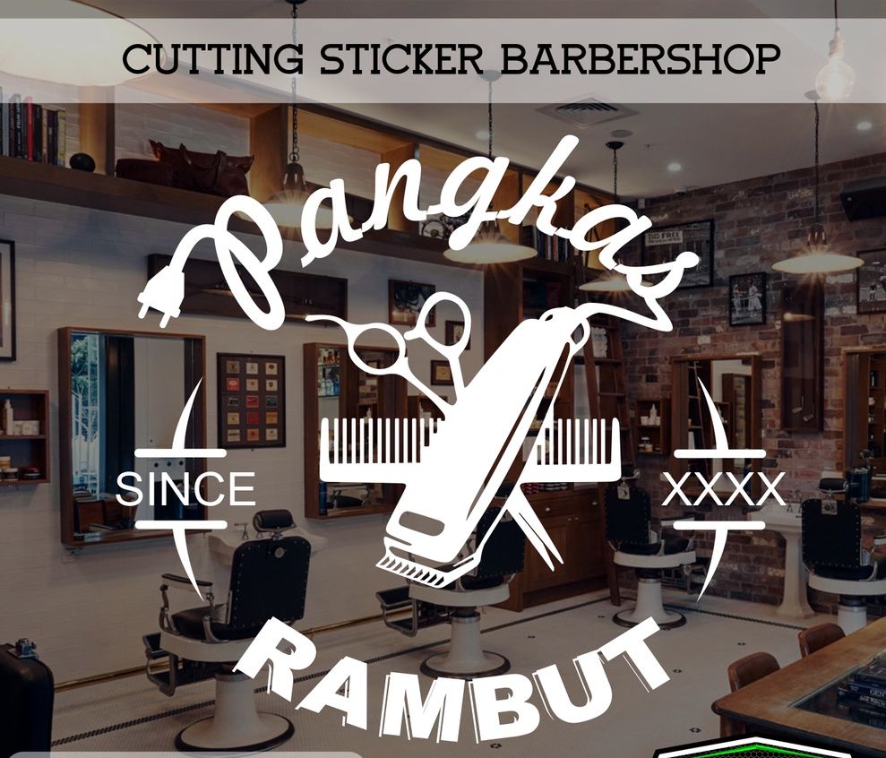Cutting Sticker Stiker Dinding Barber Shop Salon Potong Cukur Rambur ...
