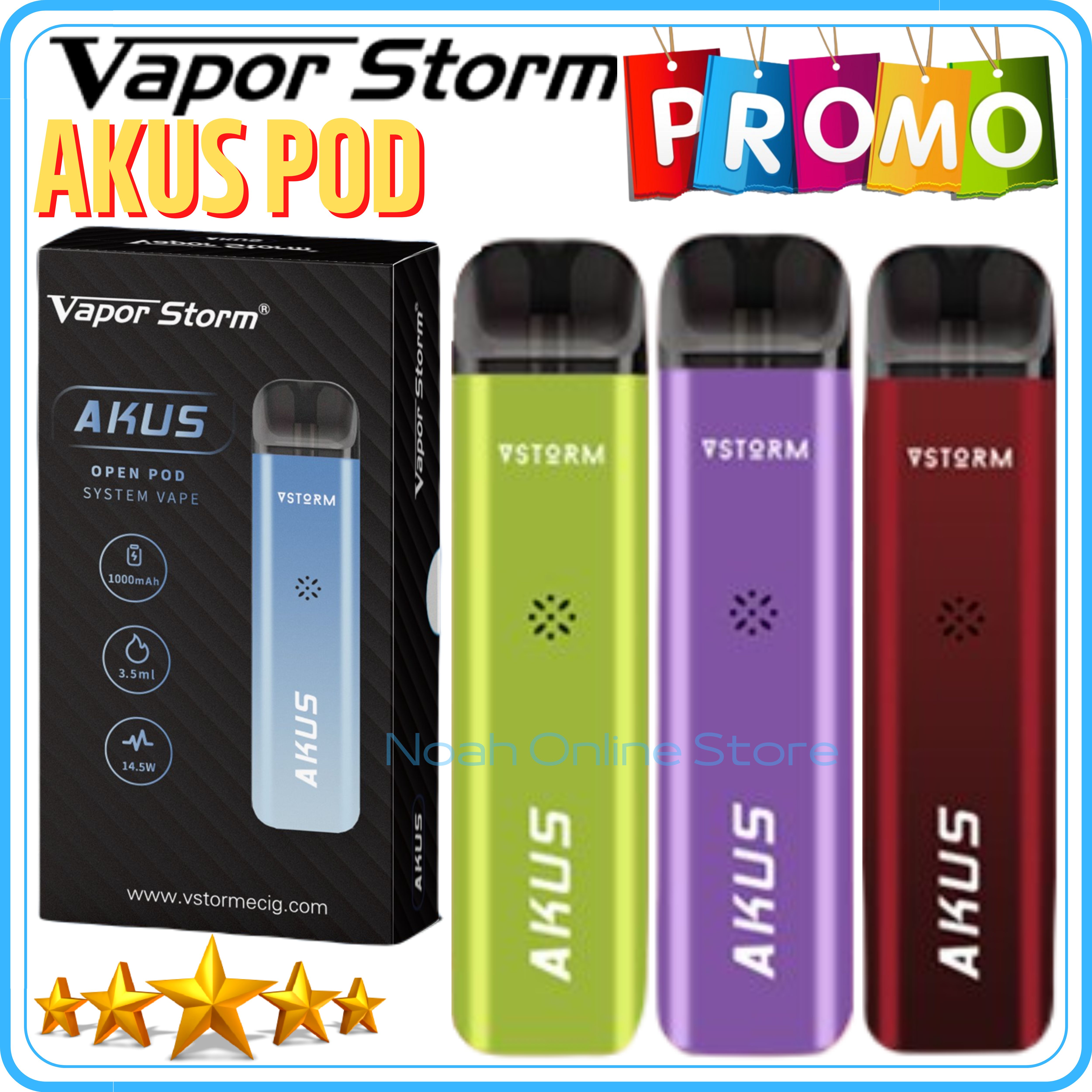 PROMO~VAPOR STORM AKUS POD KIT 15W - VAPOR STROM AKUS POD KIT 15W 1000MAH - podsiap ngebul ...
