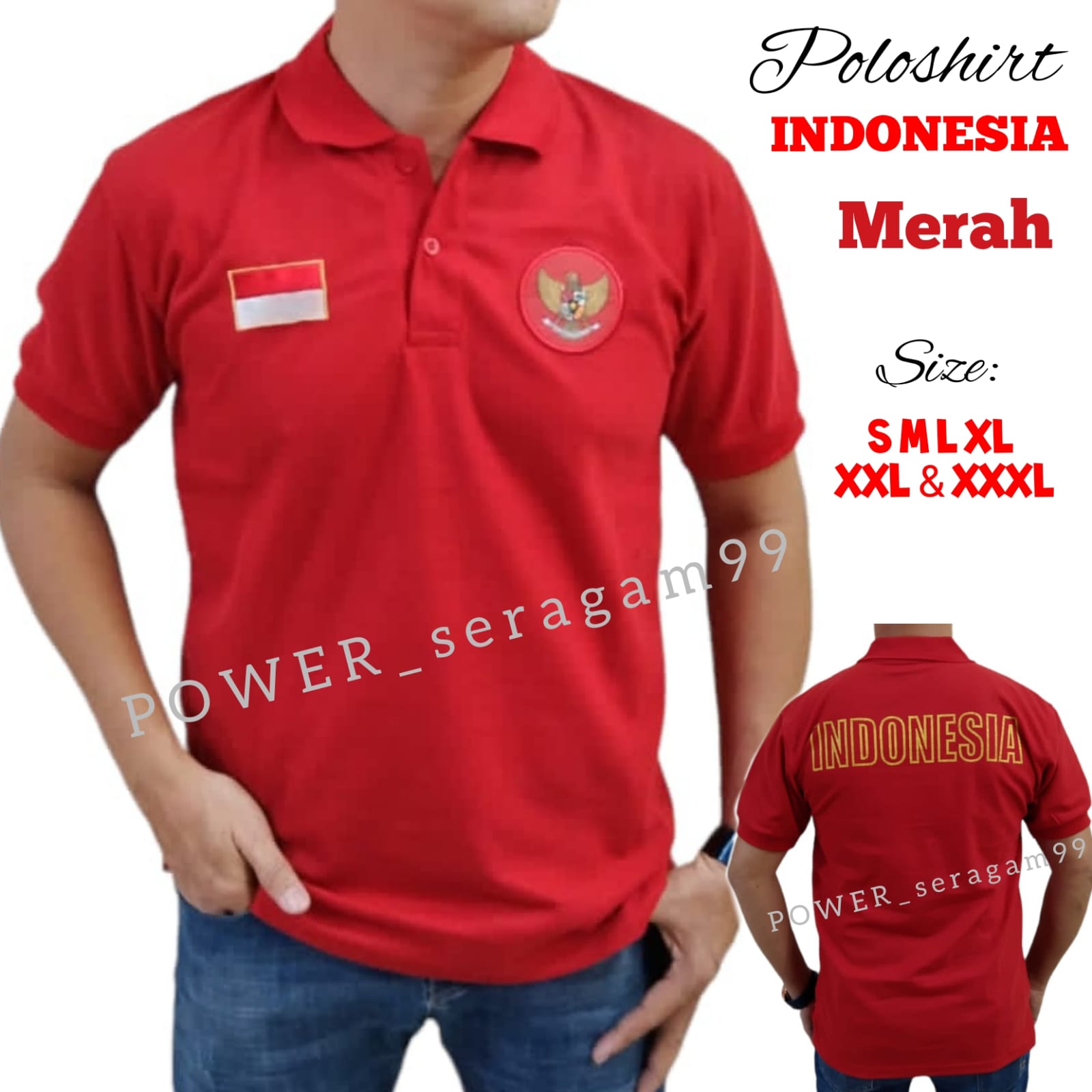POLOSHIRT MERAH PUTIH INDONESIA GARUDA / KAOS KERAH 17 AGUSTUS MERAH ...