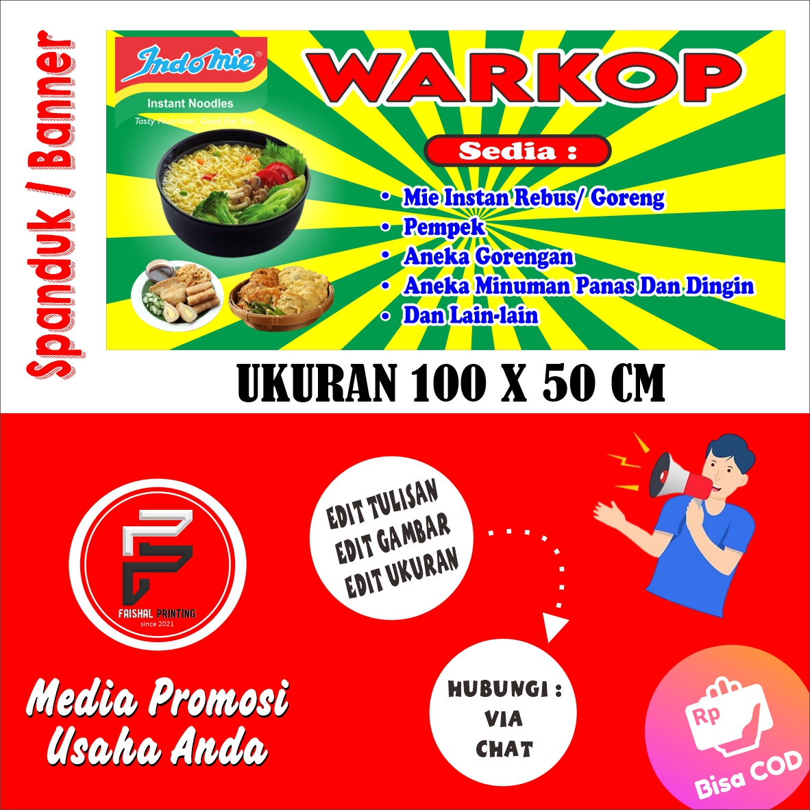 Spanduk Warung Kopi / Banner Warkop / Spanduk Warmindo Ukuran 100 x 50 ...