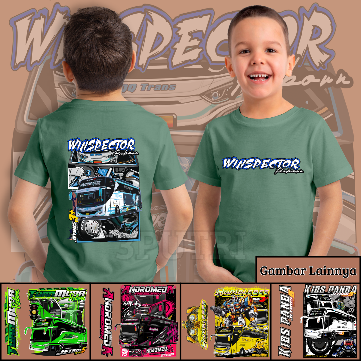 Baju bus Anak Laki Laki Usia 3-12 Tahun Kaos Bis Basuri Telolet Gambar ...