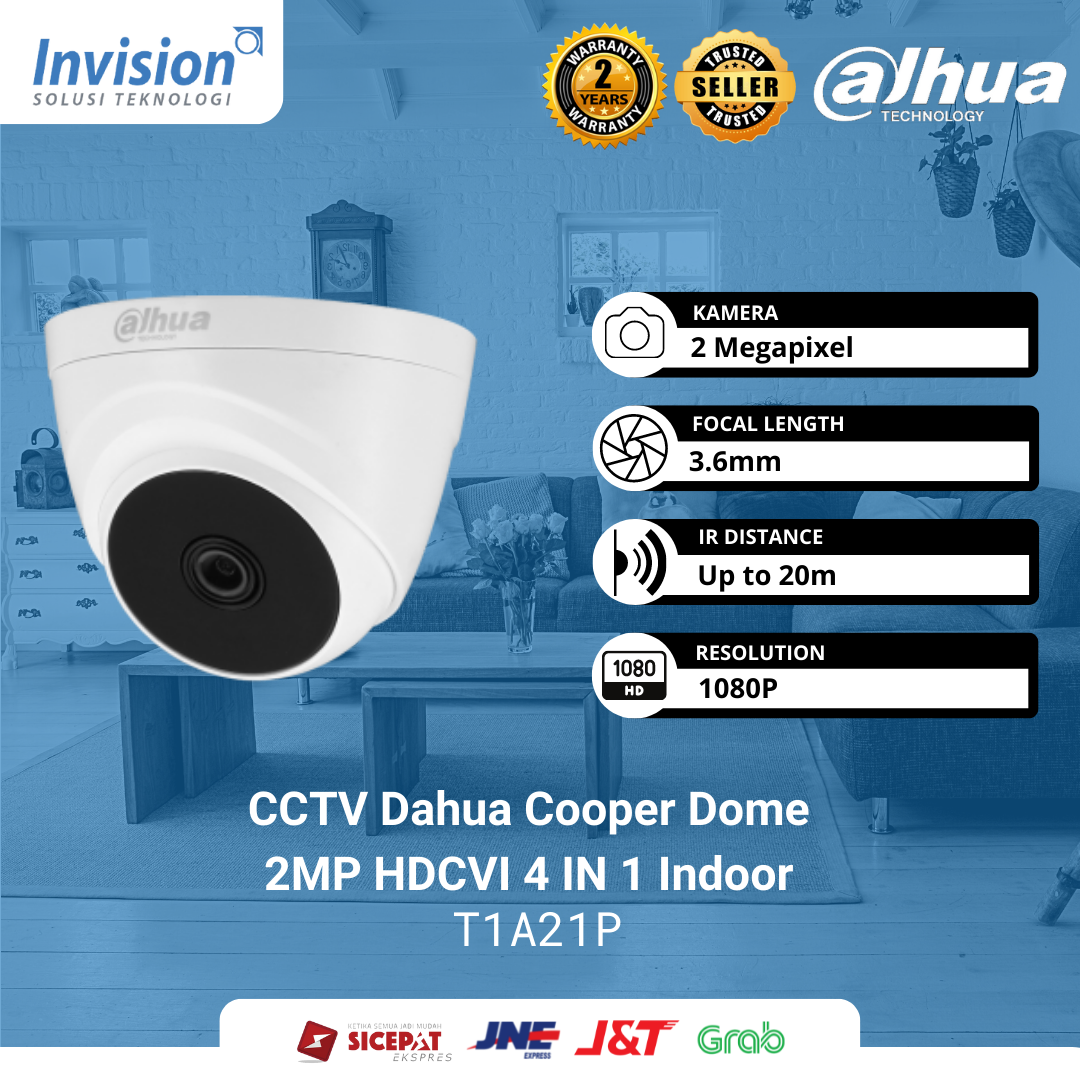 Kamera CCTV DAHUA COOPER T1A21P DOME 2MP HDCVI 4 IN 1 INDOOR T1A21 | Lazada Indonesia