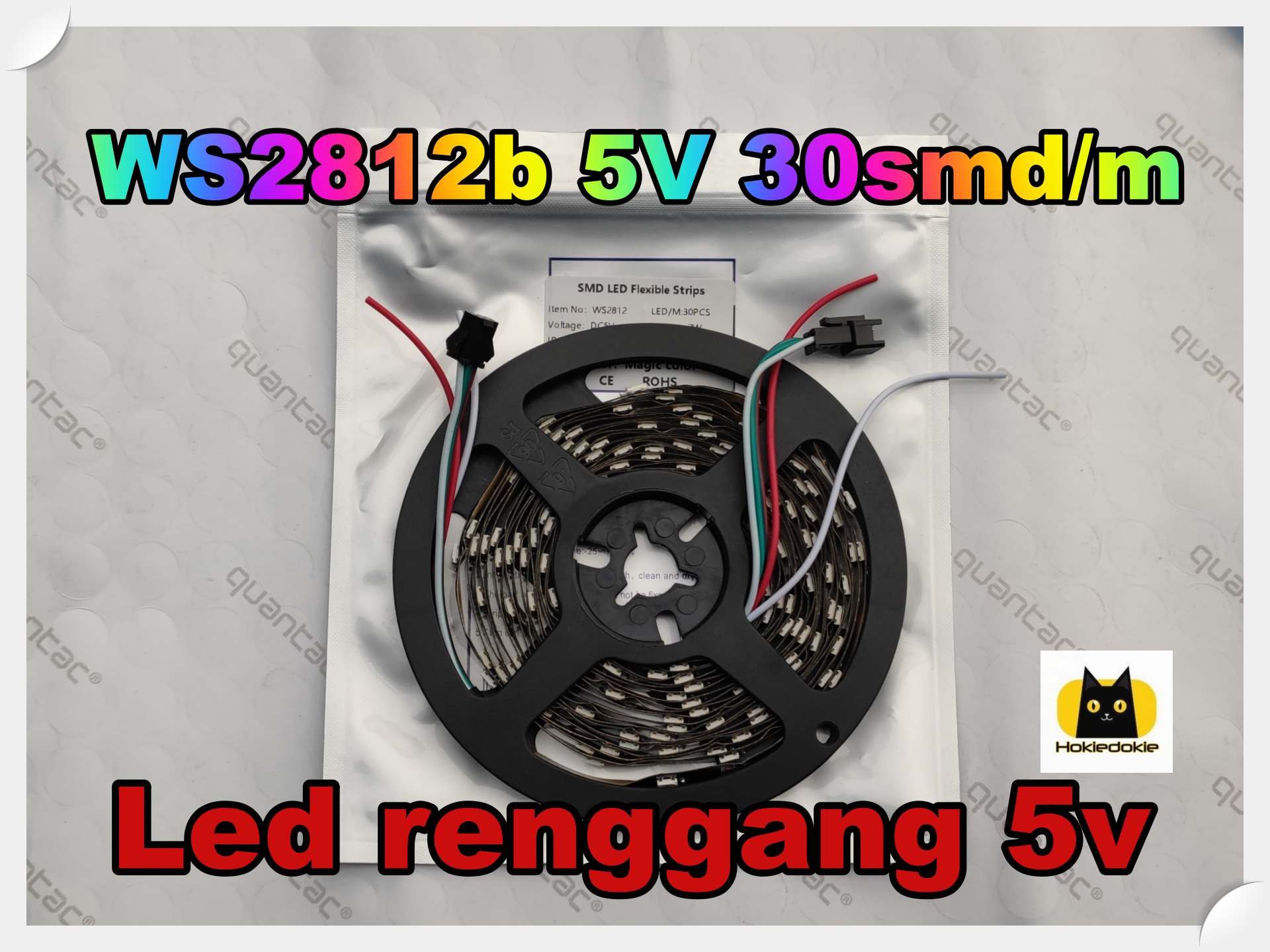 Led strip rgb ws2812b ws2812 ws2811 5v 5m 30led/m ip30 renggang ...