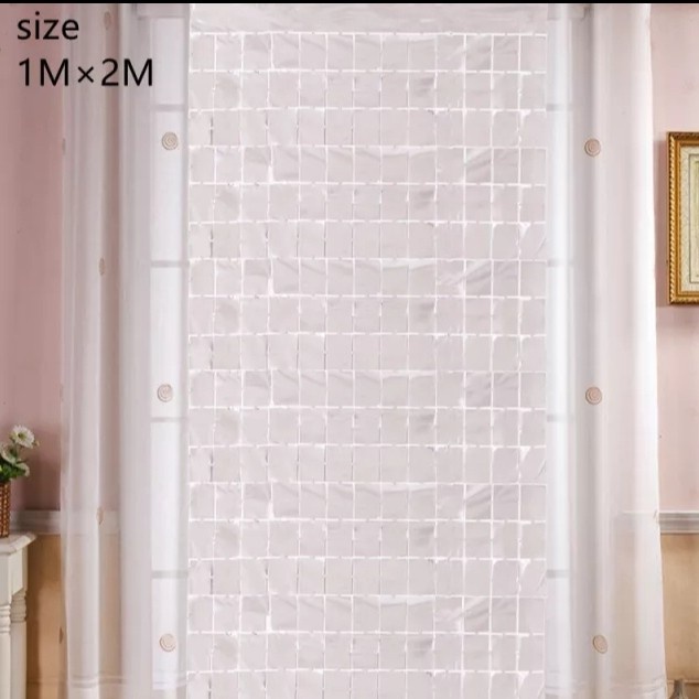 Tirai rumbai foil kotak metalik /Tirai rumbai ulangtahun kotak | Lazada ...