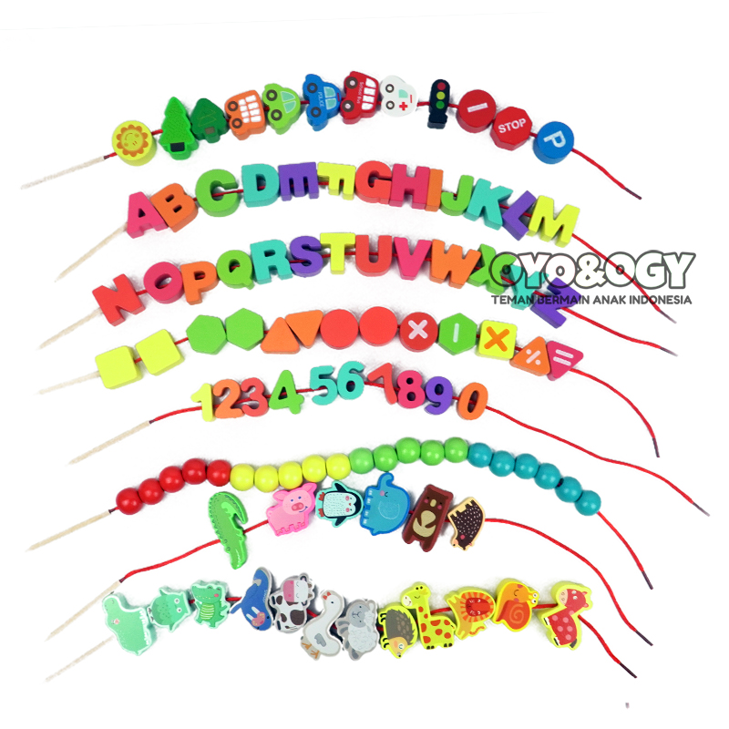 Wooden Toy Montessori Bead Mainan Kayu Edukasi Meronce Ronce Manik ...