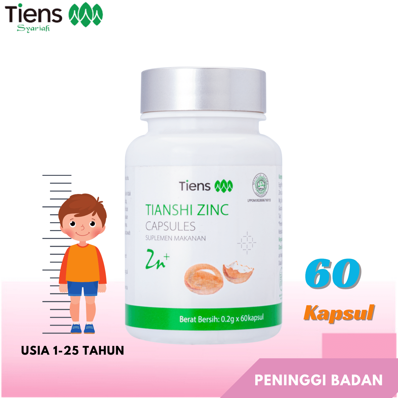 Tiens Zinc Capsules Suplemen Penambah Tinggi - Vitamin Nafsu makan ...