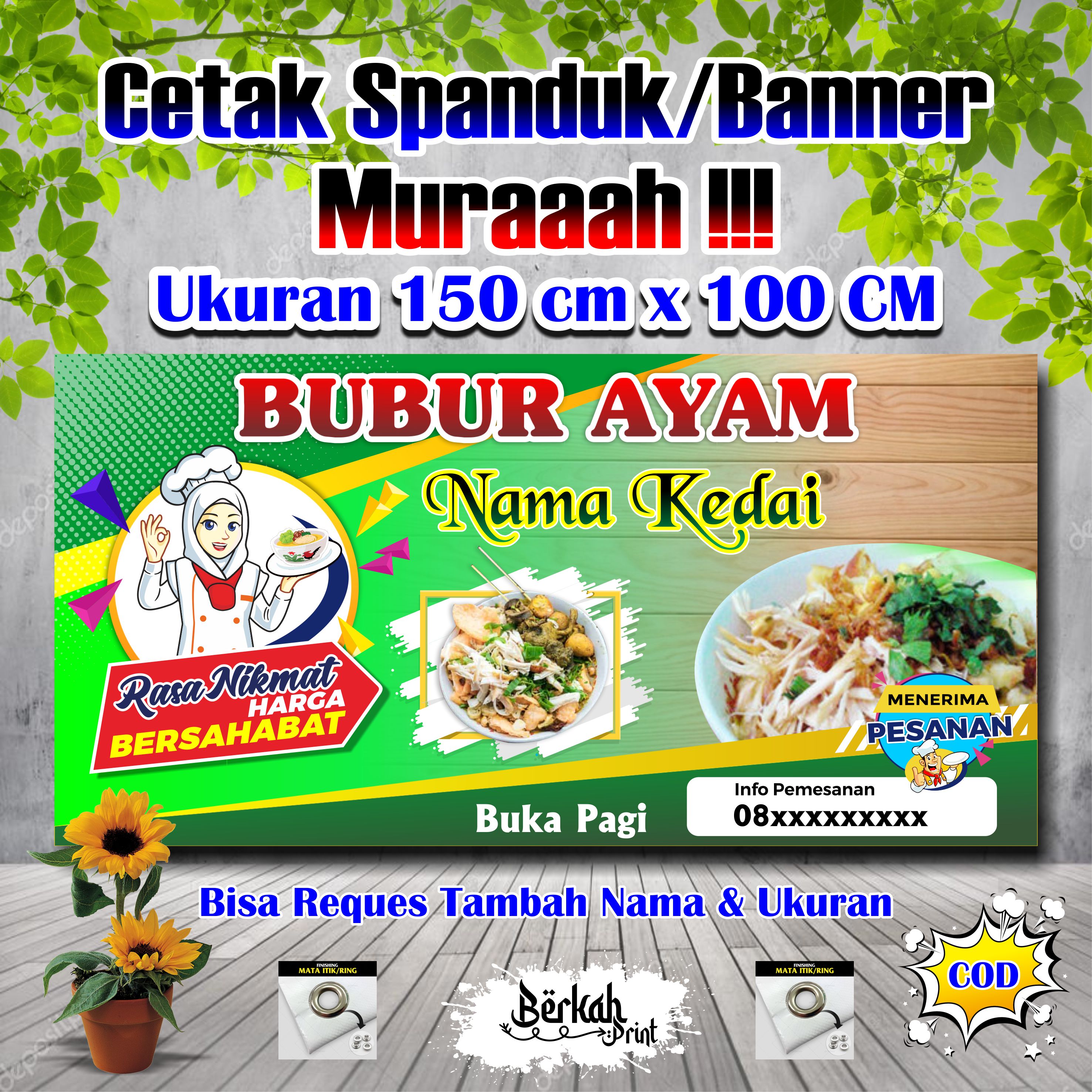 Spanduk Banner Bubur Ayam ukuran 150 cm x 100 cm | Lazada Indonesia