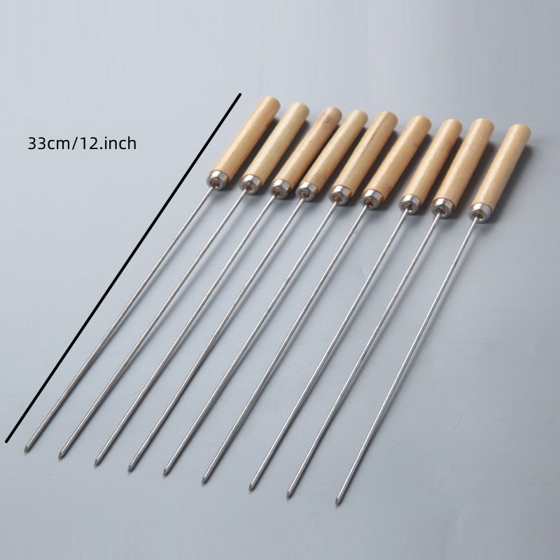 W2 Tusuk Sate Besi Gagang Kayu untuk BBQ isi 10 Pcs Panjang 33cm ...