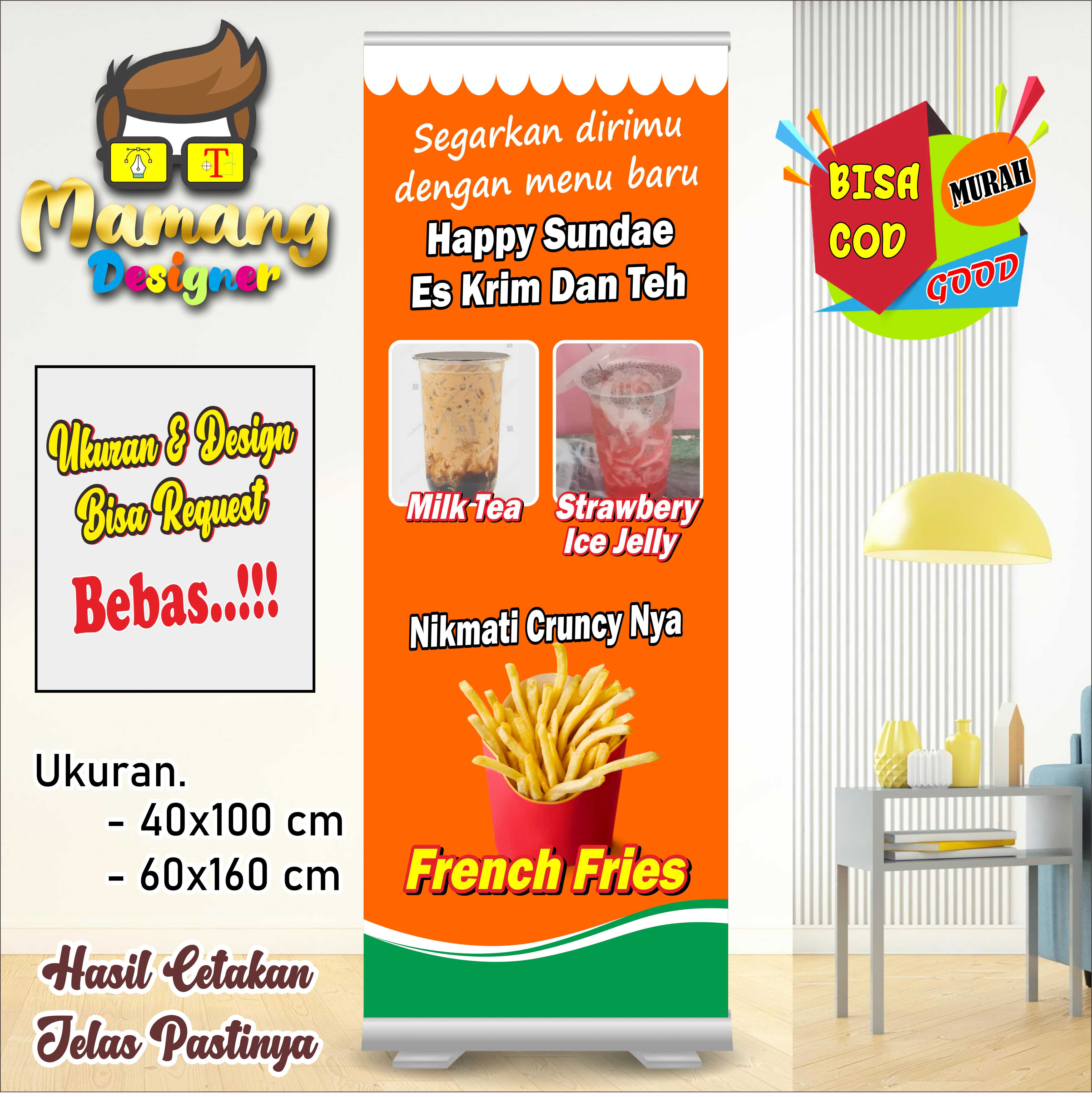 Cetak Banner Spanduk MMT Minuman dan Kentang Goreng Bagus Murah bb ...