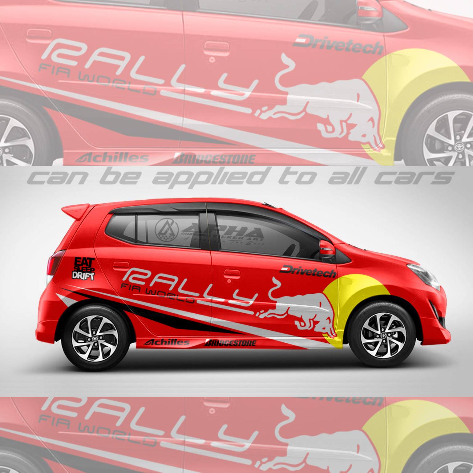 stiker mobil racing cutting sport Rally agya, ayla Full set kanan kiri ...