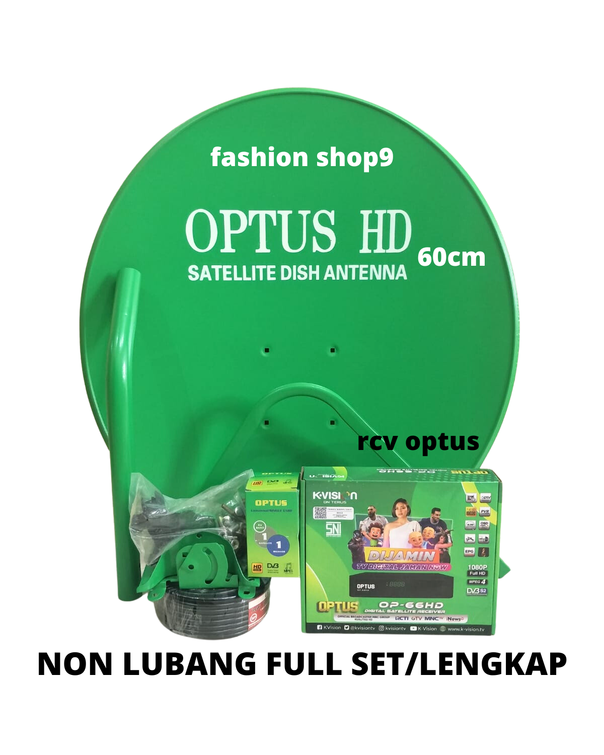 Parabola Mini Full Set Lengkap 60 cm Optus Hijau Termasuk 1 Pcs Receiver Optus- Odu Parabola ...