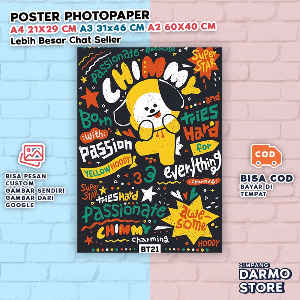 Poster BT21 KOYA RM RJ Jin SHOOKY Suga MANG J-Hope CHIMMY Jimin TATA V ...