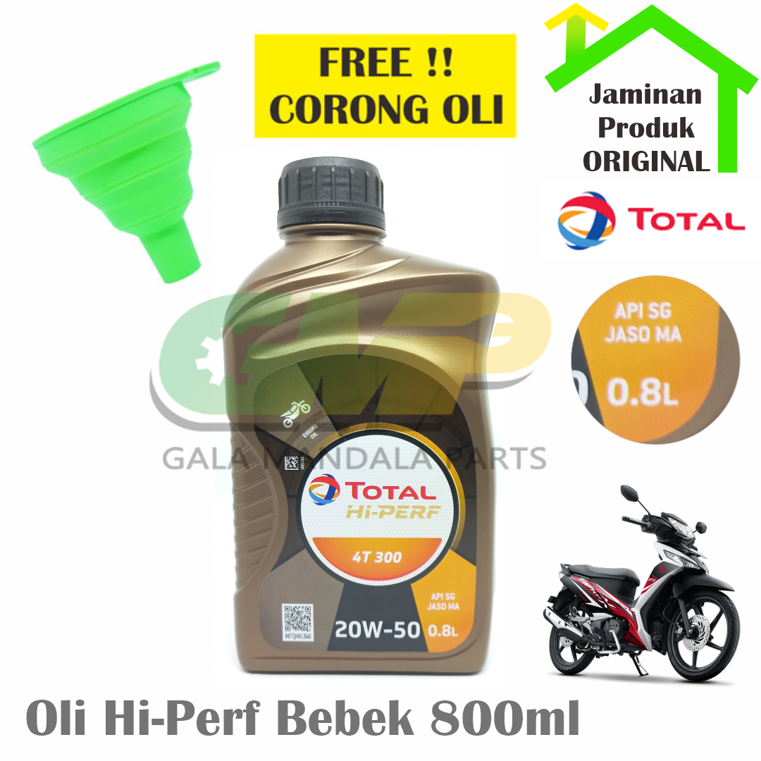 Oli Total Hi-Perf 4T 300 20W50 0.8L Oil Motor Bebek Universal 800ml ...