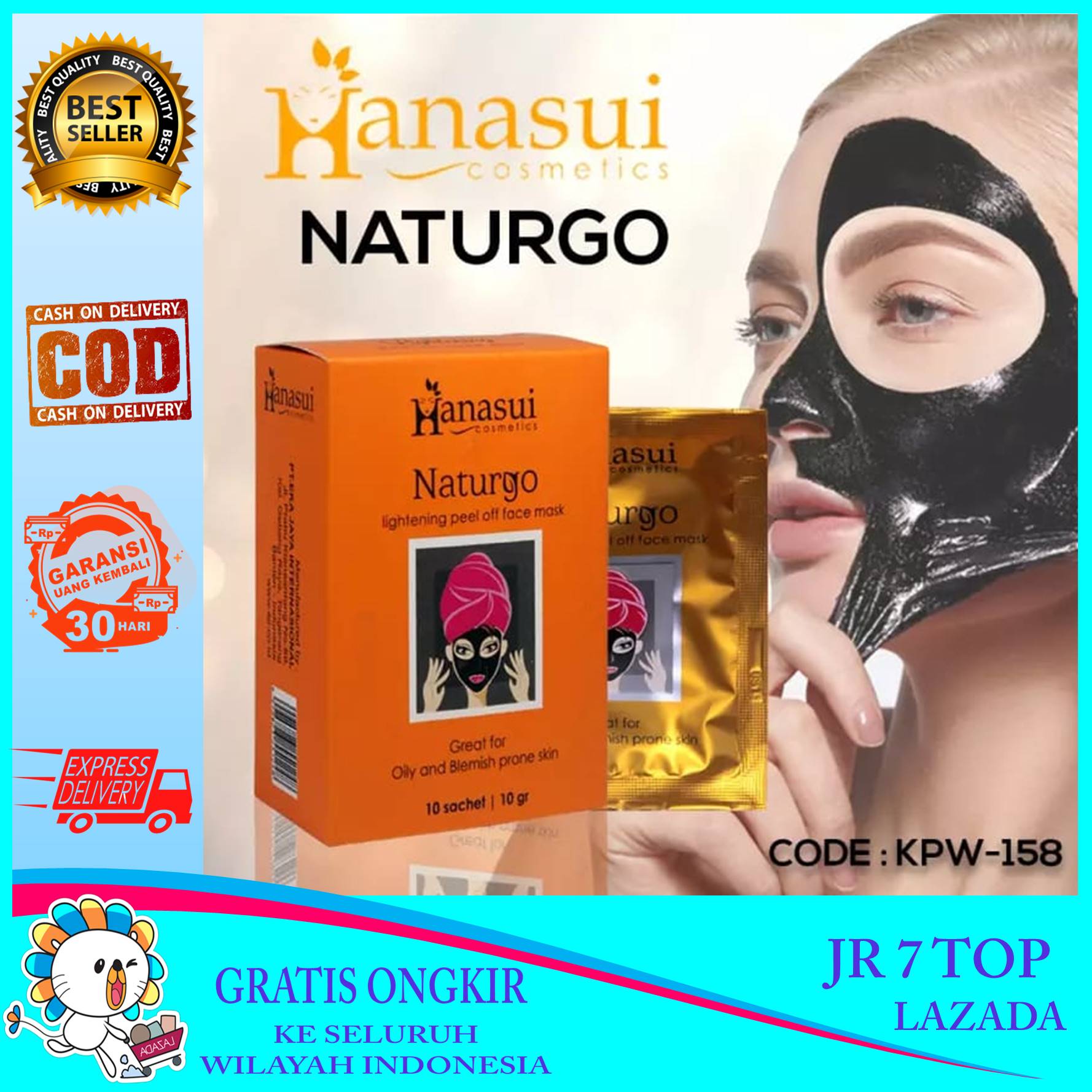 MASKER NATURGO HANASUI BLACK BPOM 100 % ORIGINAL ISI 10 Sachet / 1 Box ...