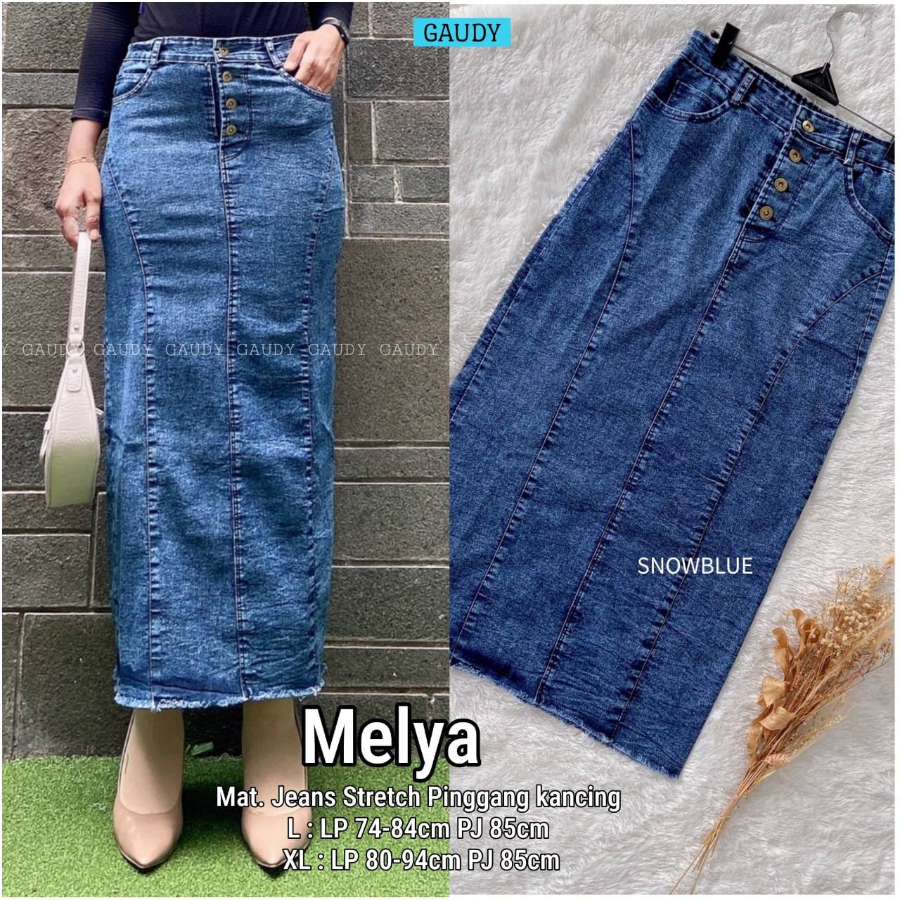 COD Meyla Rok Wanita Span Jeans Belah Rawis Kekinian Rok Jins Lepis ...