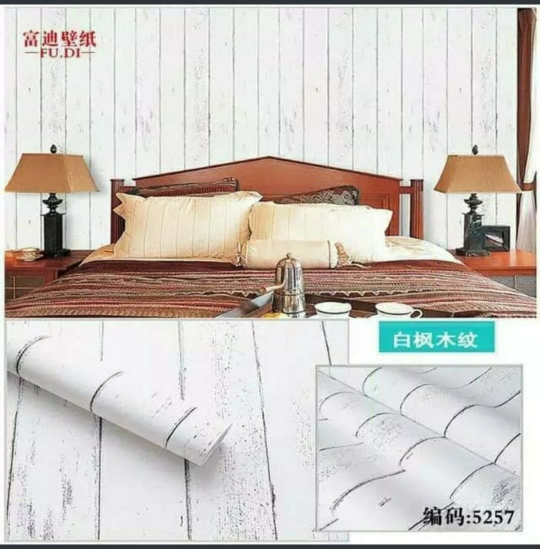 Wallpaper Dinding Kayu Sticker Dinding Kayu Rustic Putih | Lazada Indonesia