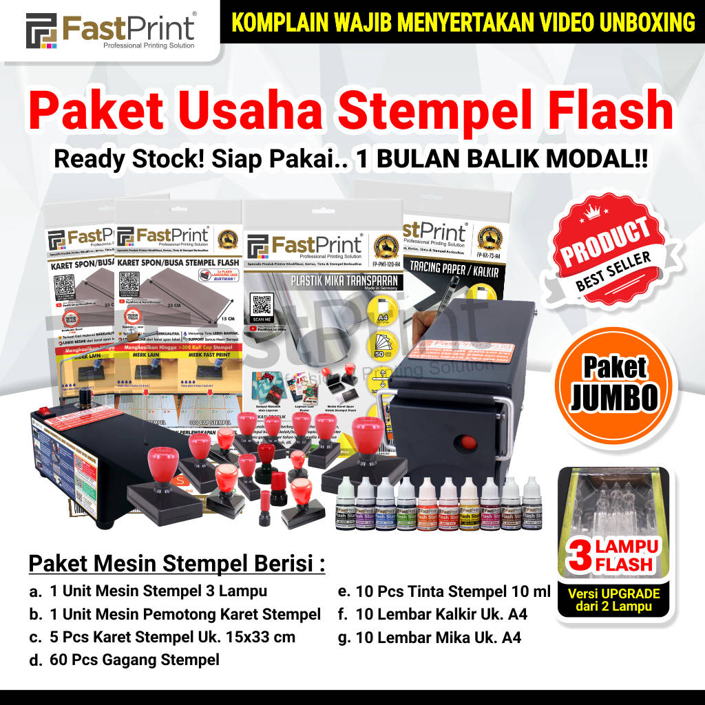 Paket Jumbo Mesin Stempel Flash 3 Full Plat Besi Premium | Lazada Indonesia